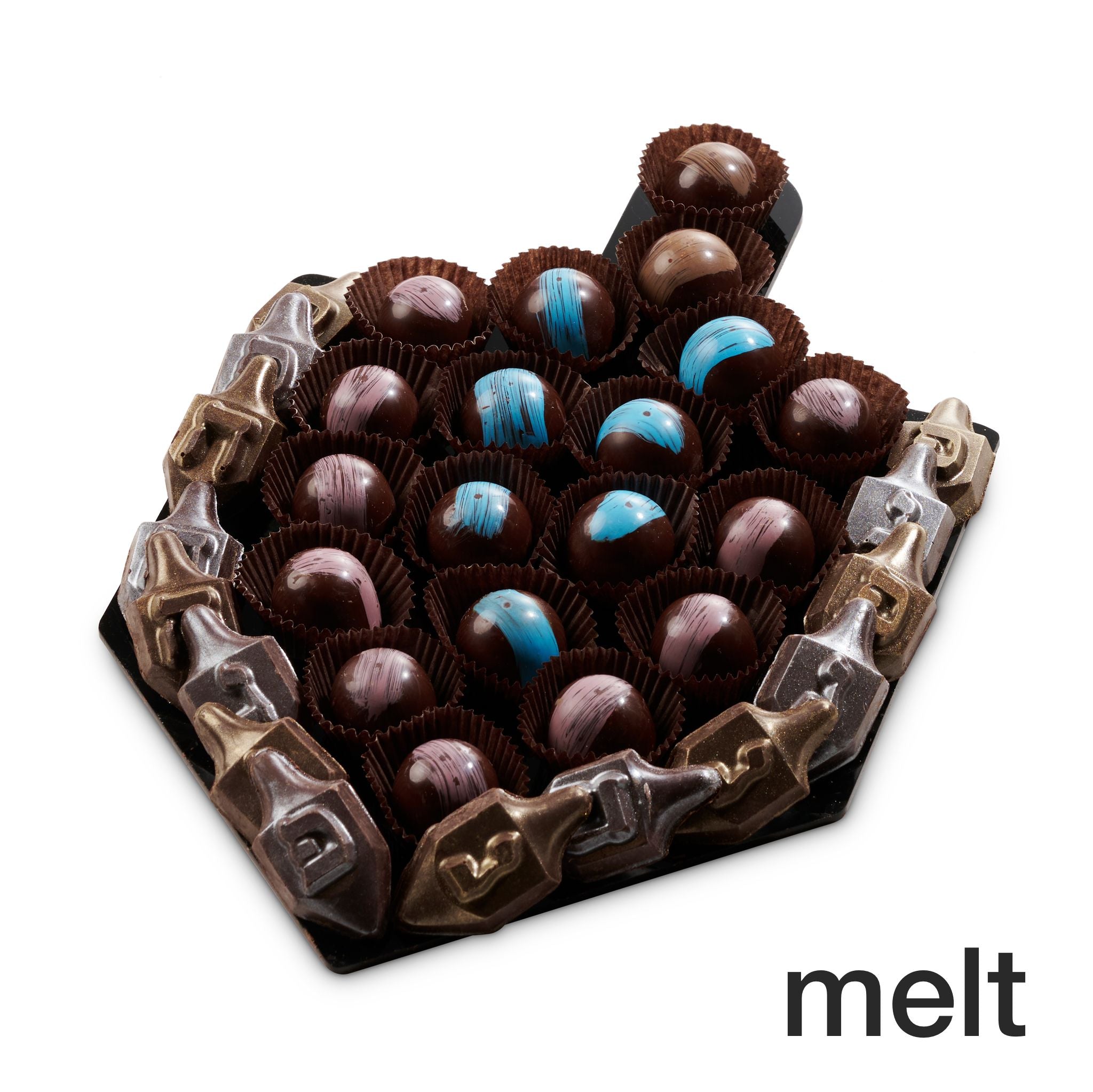 Acrylic dreidel filled with premium chocolate colored – Melt